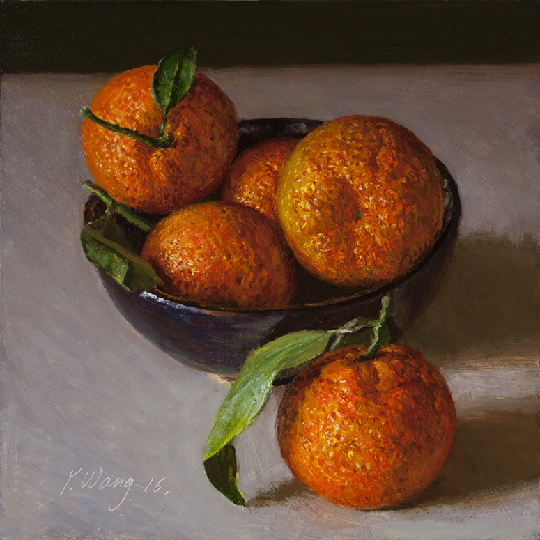Wang Fine Art: mandarin orange still life painting a day