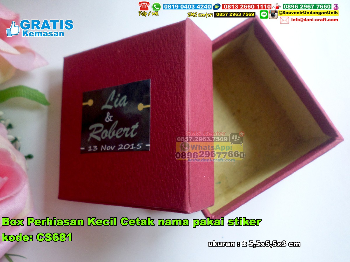 Box Perhiasan Kecil Cetak Nama Pakai Stiker | Souvenir Pernikahan