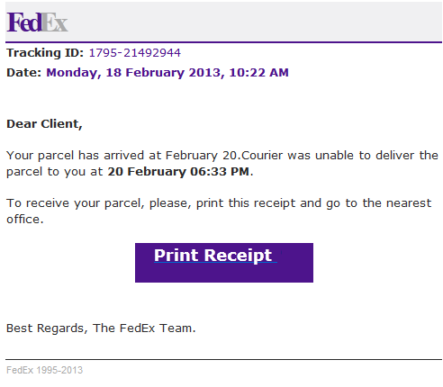 Blaze's Security Blog: FedEx spam loads malware