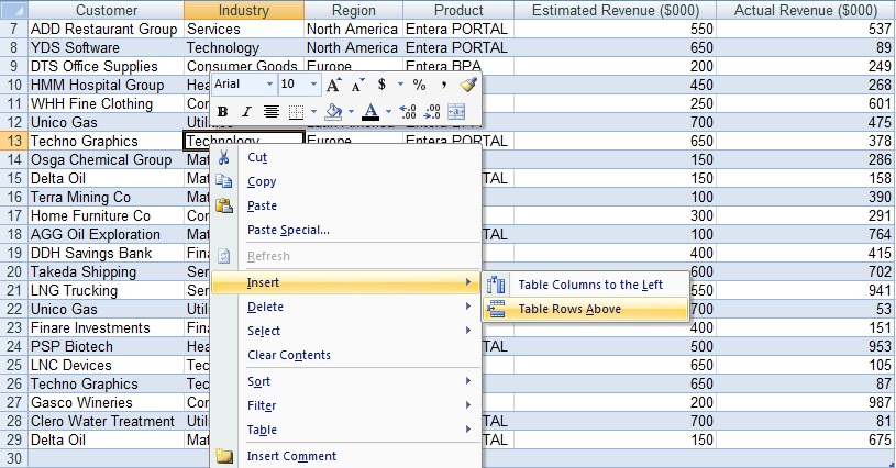Cum folosim functia table Excel 2007?
