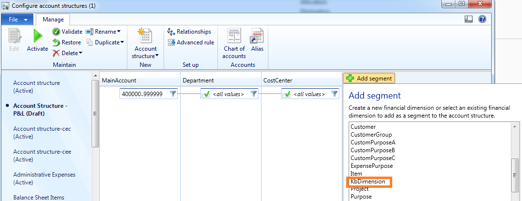 MS Dynamics Axapta world: Dimension in Ax 2012
