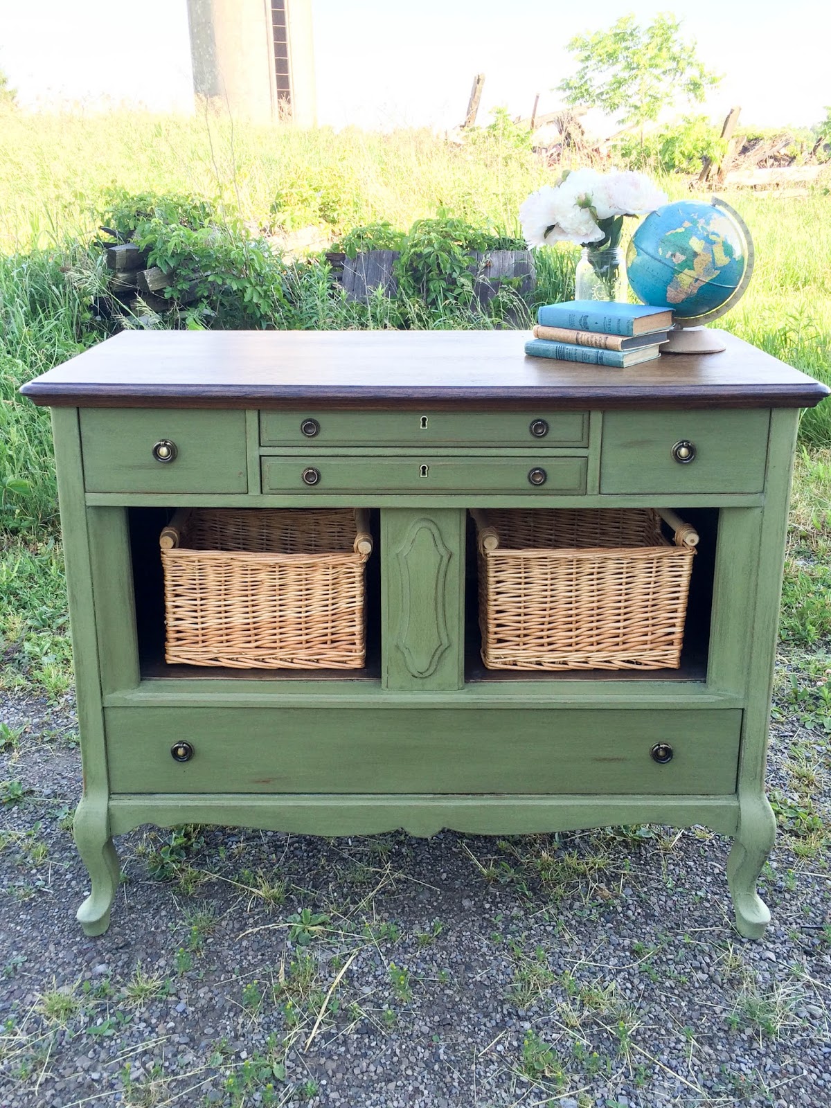 Laurel's Attic : Bayberry Green Antique Buffet - SOLD
