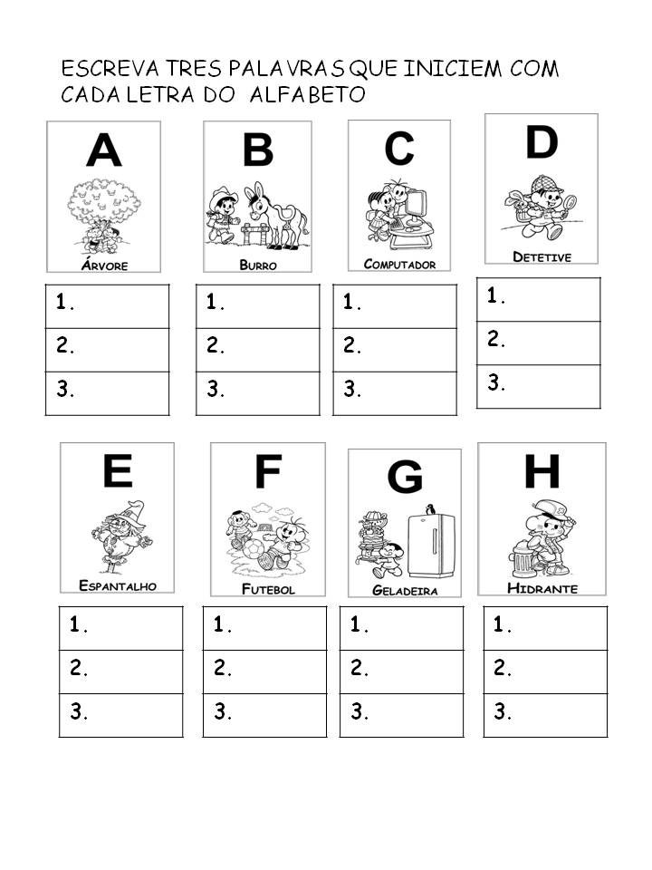 Atividades com Alfabeto — SÓ ESCOLA