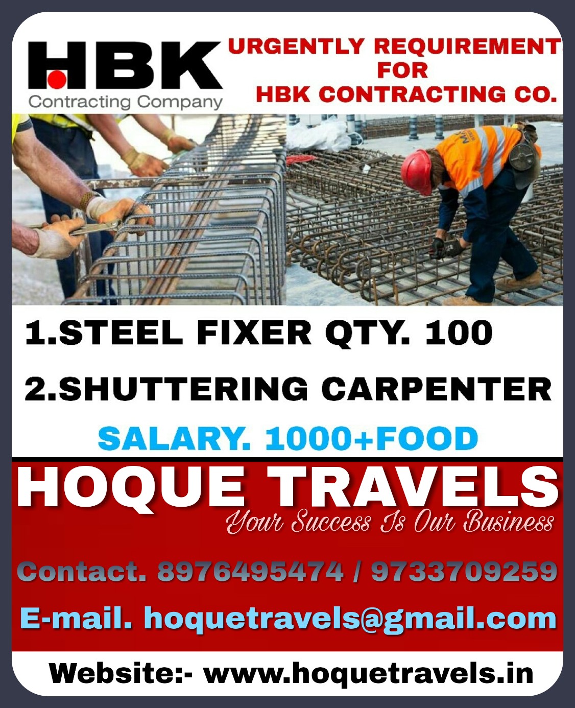 URGENTLY REQUIREMENTS FOR HBK CONTRACTING COMPANY IN QATAR