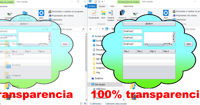 Hacer JFrame transparente en Java