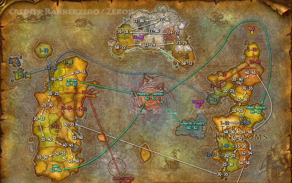 BLOG DEL PALADIN XIRION: Mapa de leveo Kalimdor y Reinos del Este