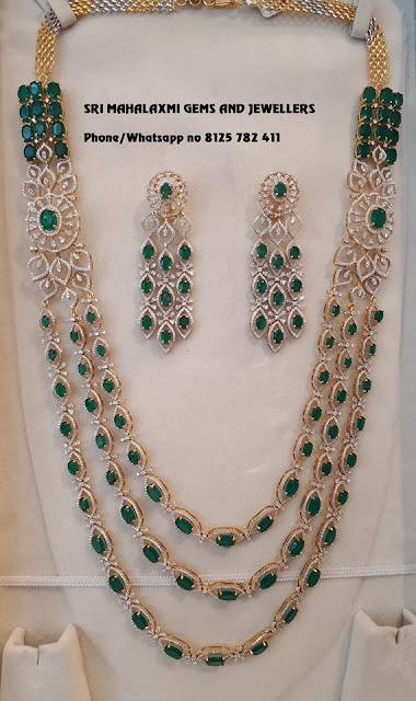 Light Weight Long Diamond Haram - Jewellery Designs