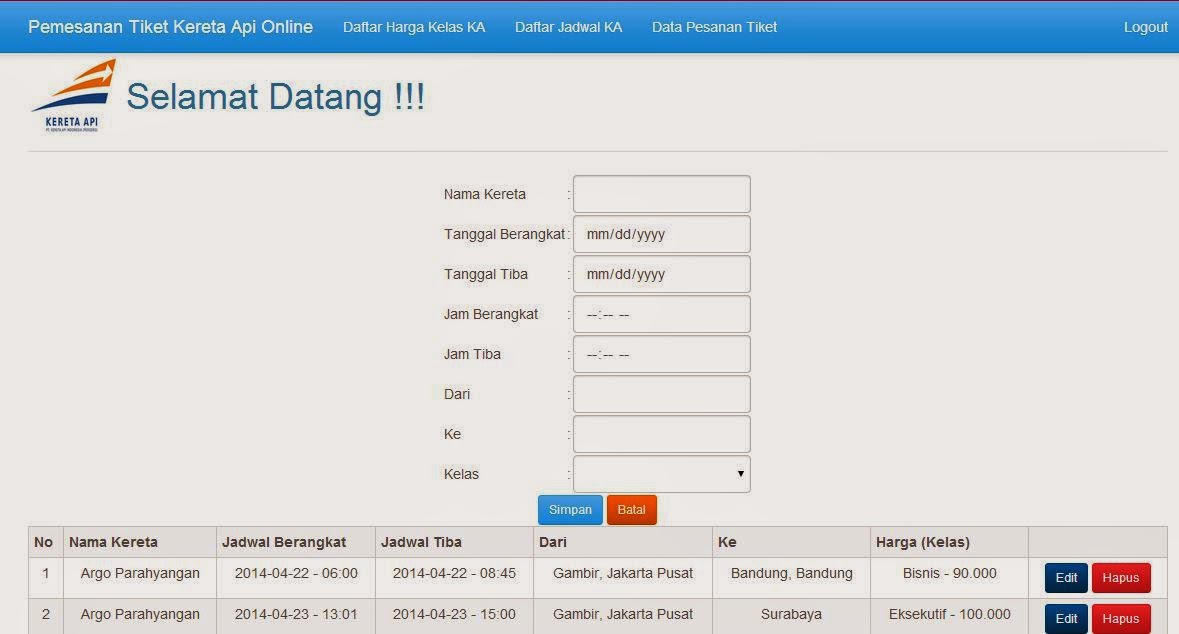 Membuat Pemesanan Tiket Kereta Api Online dengan PHP dan MySQL - SCRIPT PHP