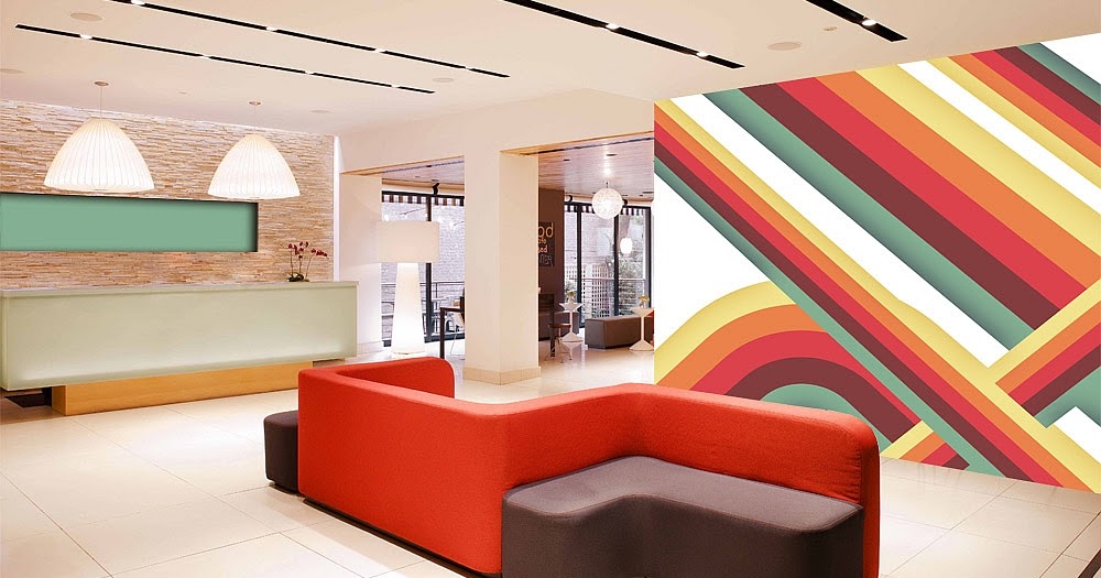 Disco Themed Wall Mural/ Colorful Stripes