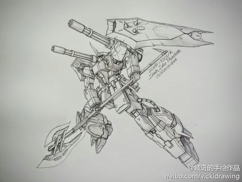 Gundam and Mobile Suit Pencil Drawings by Vicki via PIXIV