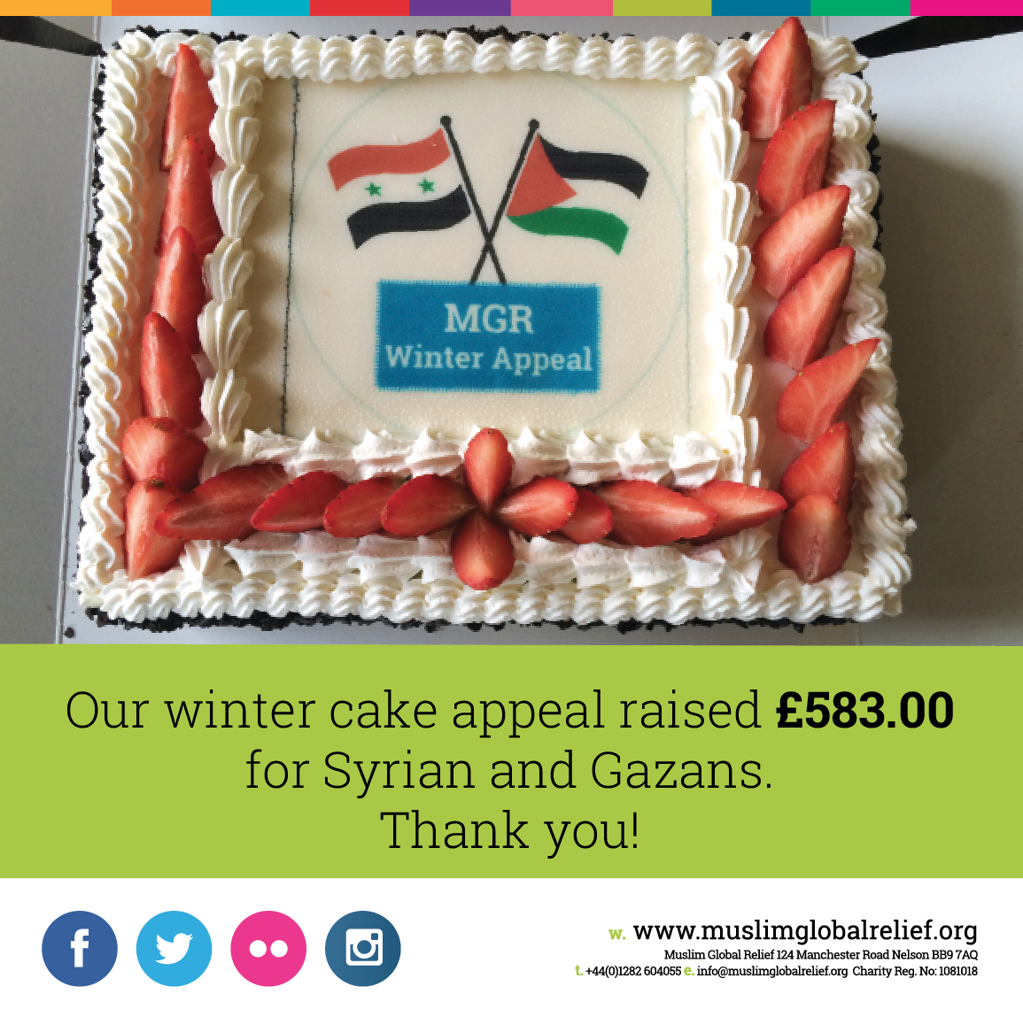 MGR Blog: Our Winter Cake Appeal raised £583 for Syria and Gaza.