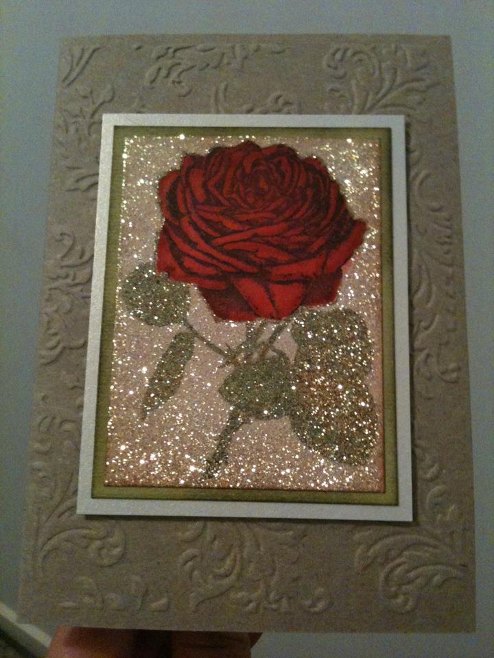 jojo's crafty love: Single Rose Bloom La Blanche stamp card idea/tutorial