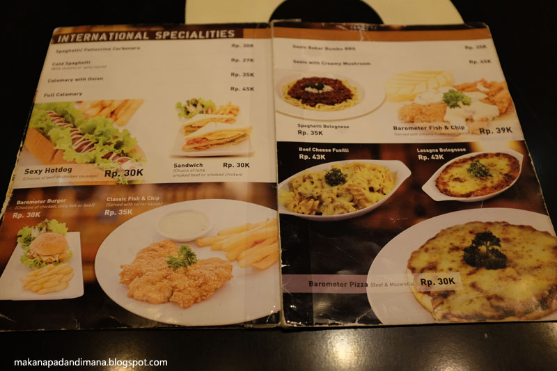 Daftar Menu Barometer Cafe Denpasar Bali - Makan apa dan dimana?