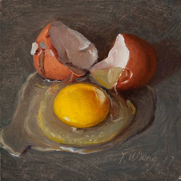 Wang Fine Art: a cracked egg still life oil painting original small ...