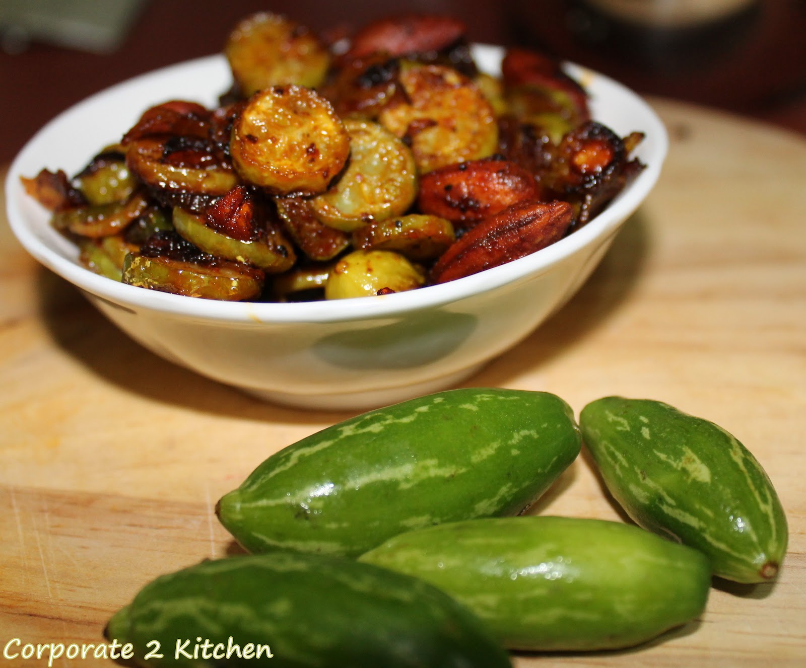Korporate 2 Kitchen: Gherkin Fry with Toasted Almonds
