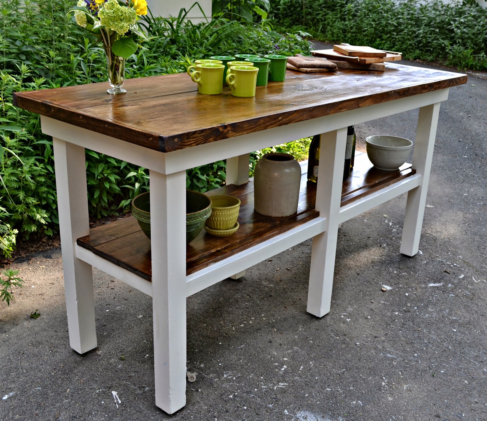 Heir and Space: An Antique Work Bench Turned Kitchen Island