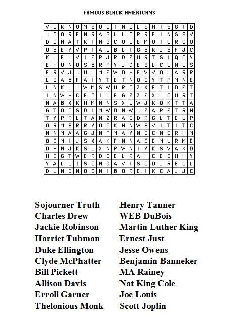 Activities For Children And Teens Black History Month Word Search activities-for-children-and-teens-black-history-month-word-search