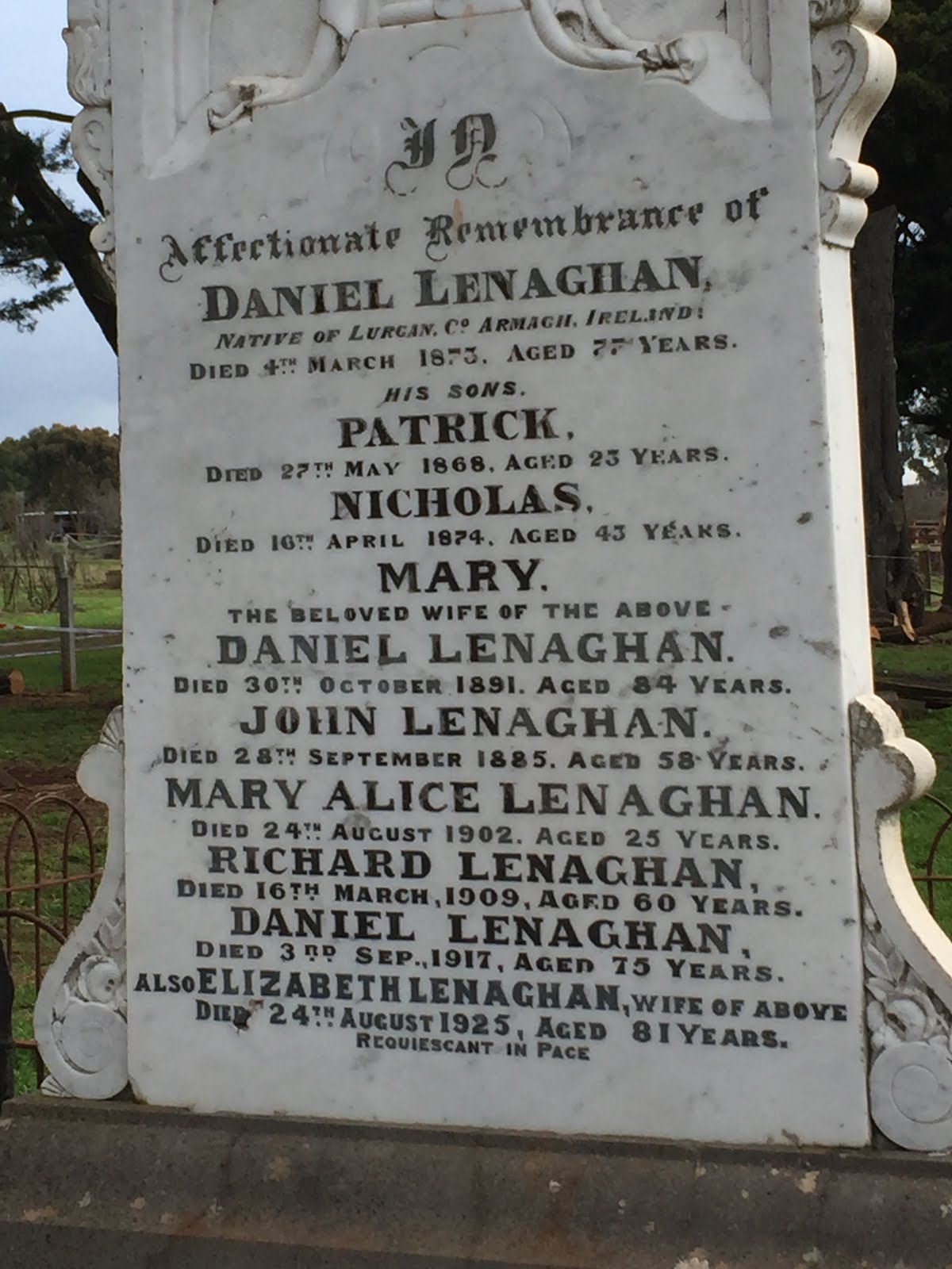 IRISH GRAVES - they who sleep in foreign lands: VICTORIA, AUSTRALIA