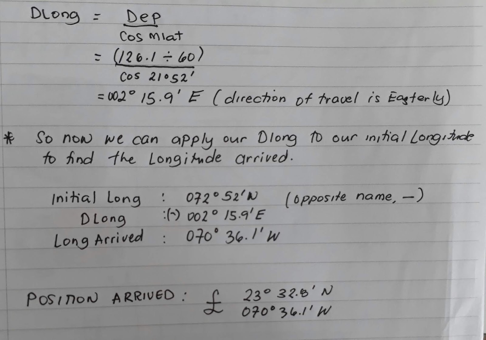How to solve a Parallel Sailing Problem in Navigation?