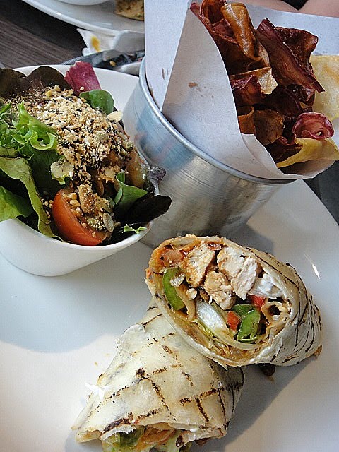 Mexican tortilla with grilled chicken & bean stew, avocado, jalapeno ...