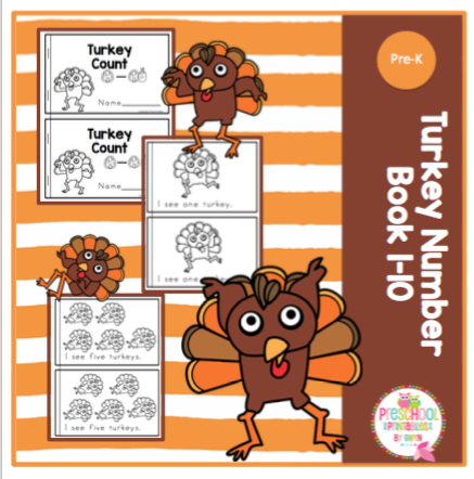 1 Turkey Number Books ~ Preschool Printables