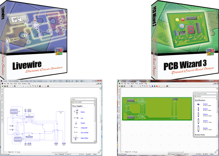 Circuitos electrónicos para armar gratis: Livewire y PCBWizard