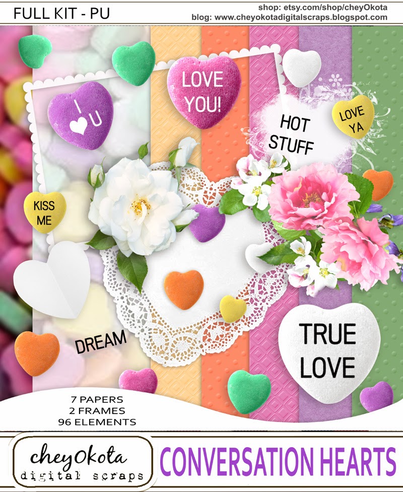 cheyOkota digital scraps: Valentine Conversation Hearts Freebies