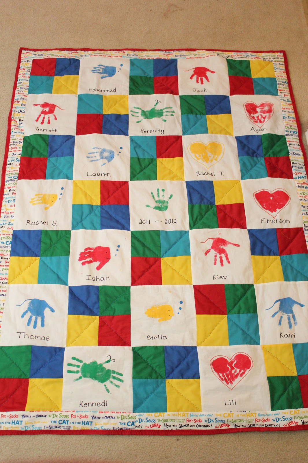 Clever Faeries: Class Art Auction Handprint Quilt