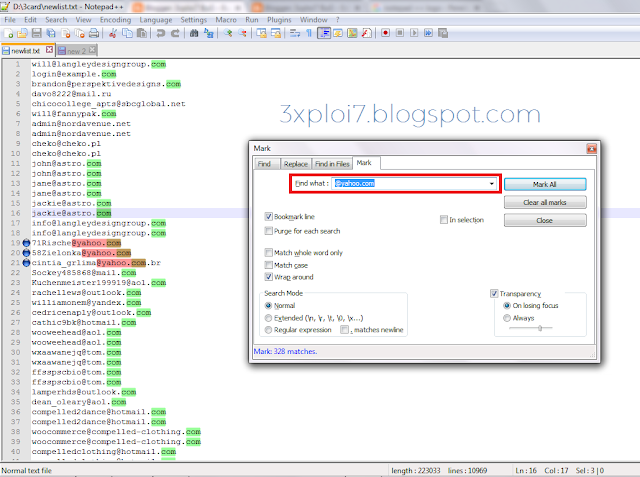 Filter Email Dengan Notepad++ - KEVIN ALFIANDRA