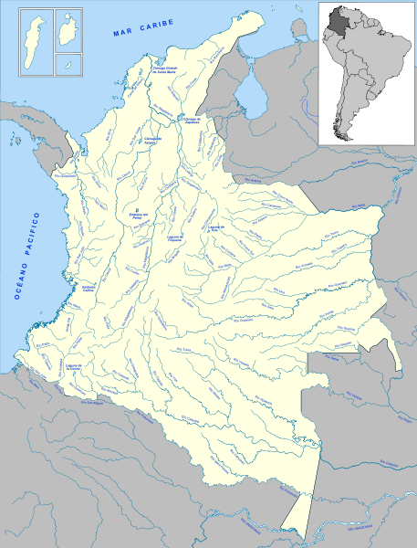 Mapa hidrográfico: Ríos de Colombia