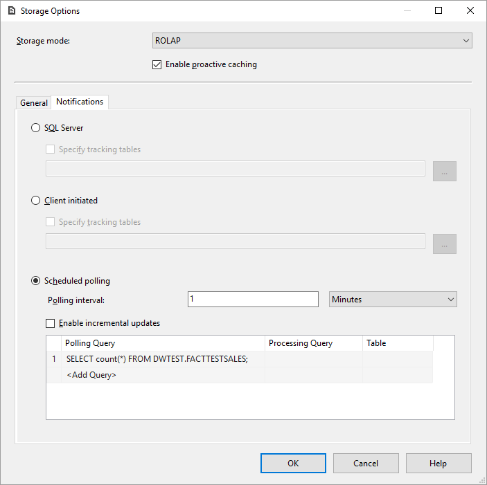 Realized Design: Partition Settings for our SSAS ROLAP cube using EXASOL