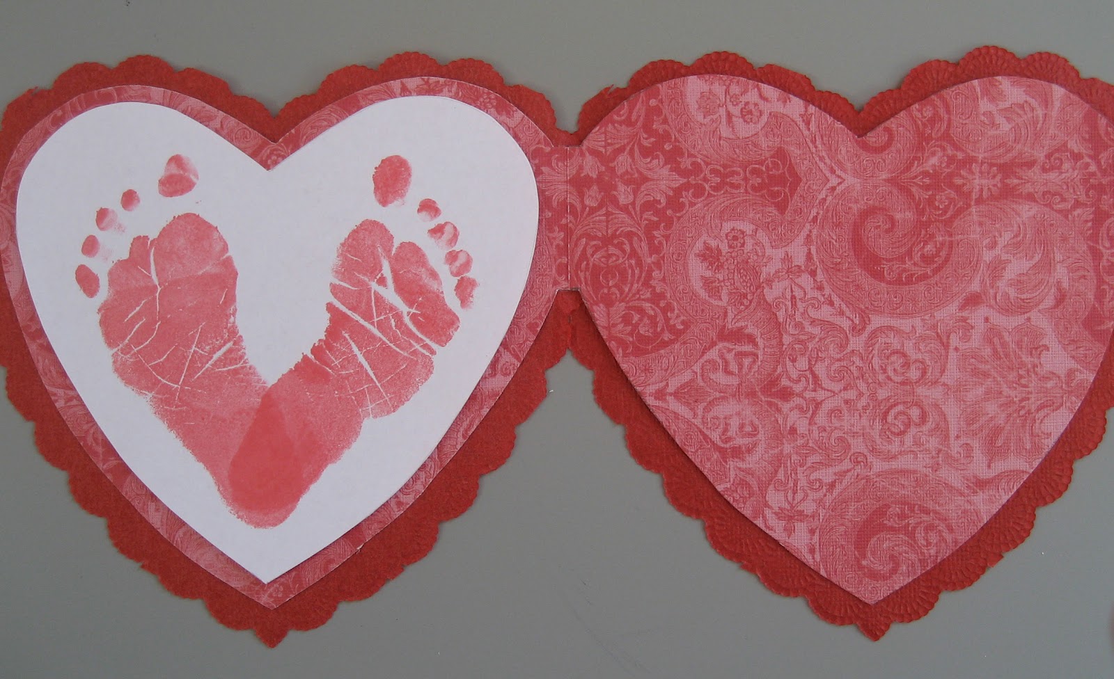 Jany Claire: Baby footprints heart card- perfect for Valentine's Day!