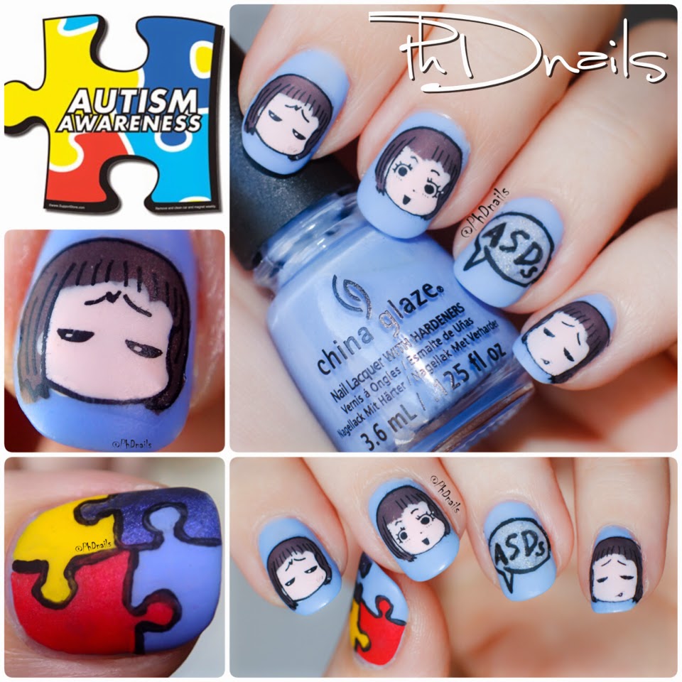 PhD nails: 30 Days of Colour: Matte finish Autism awareness nail art