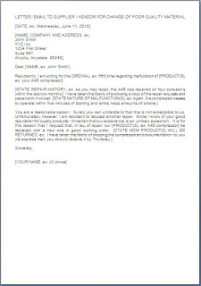 Complaint Letter For Replacement of Product