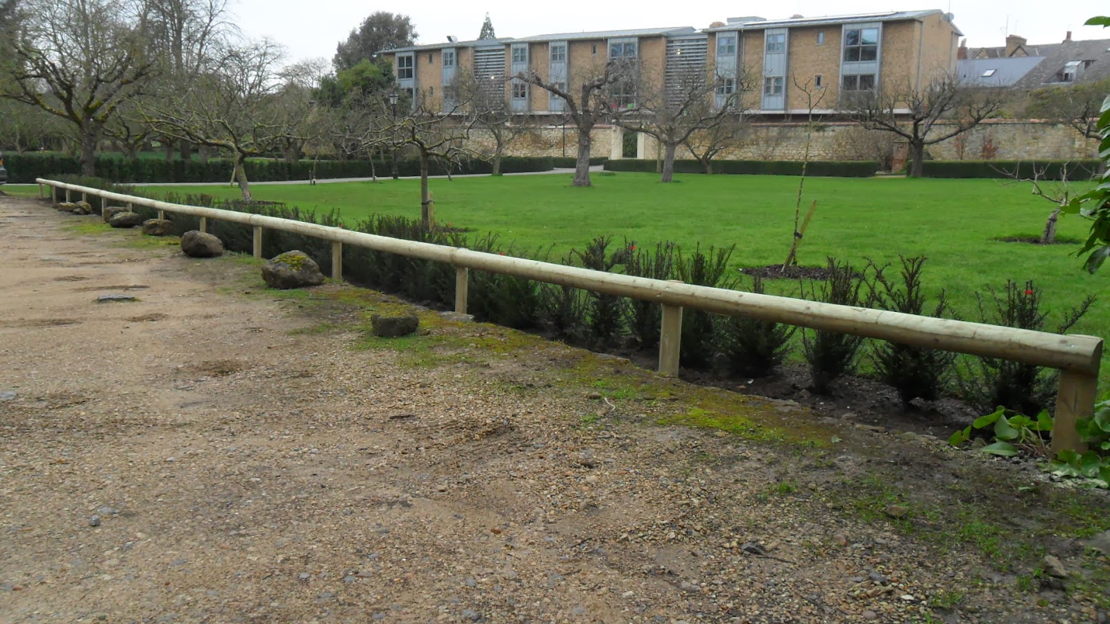 Worcester College Gardeners 2009-2018: Post And Rail Hedge Protection