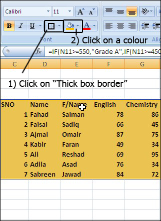 Make a Result sheet in Excel 2007