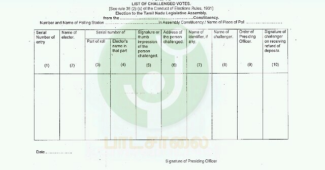 TN Election -2016:important Forms (14A,17A,17B,17C,Mock poll,Po Diary ...