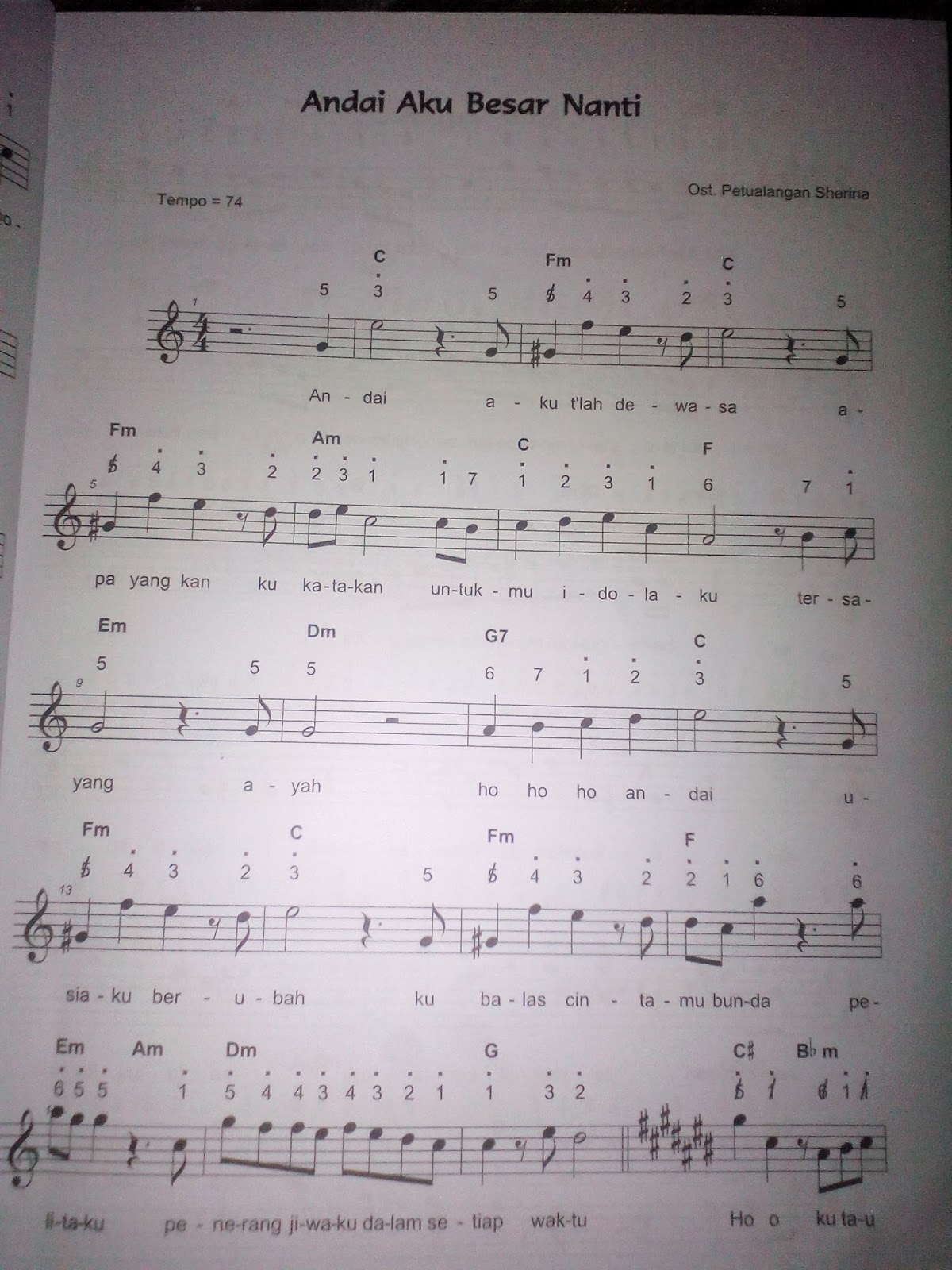 Not Lagu Andai Aku Besar Nanti - Not Lagu Anak | Not Lagu Lagu Anak Not Lagu Andai Aku Besar Nanti - Not Lagu Anak | Not Lagu Lagu Anak