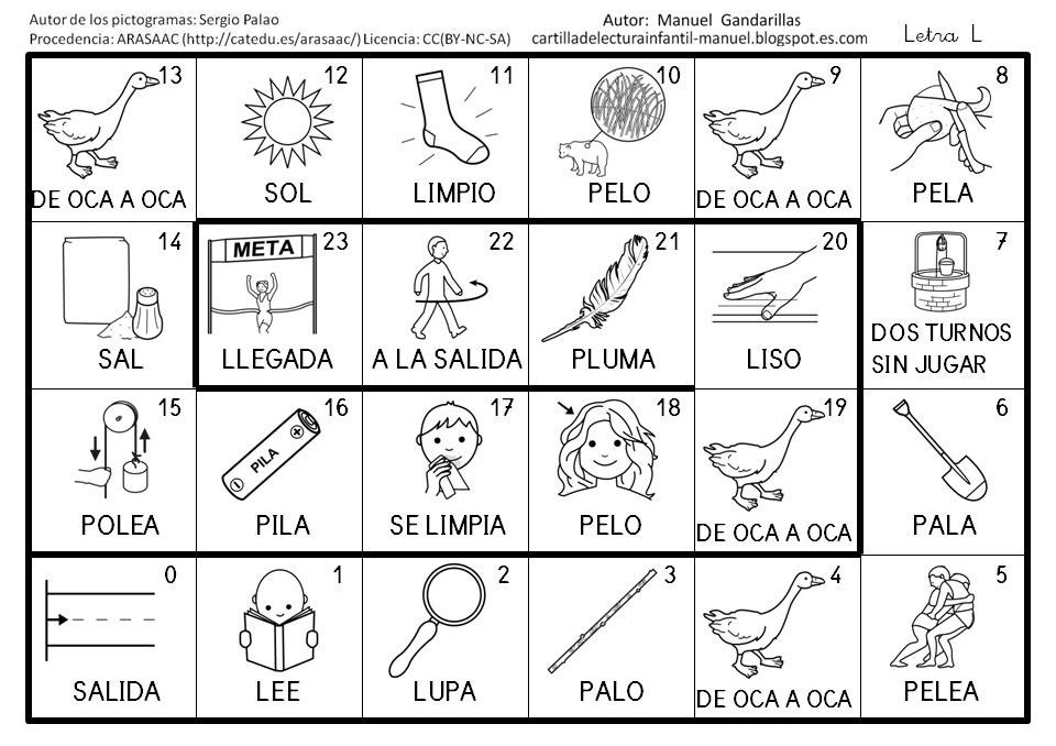 CARTILLA DE LECTURA INFANTIL : OCA JUEGO LETRA "L l" (3)