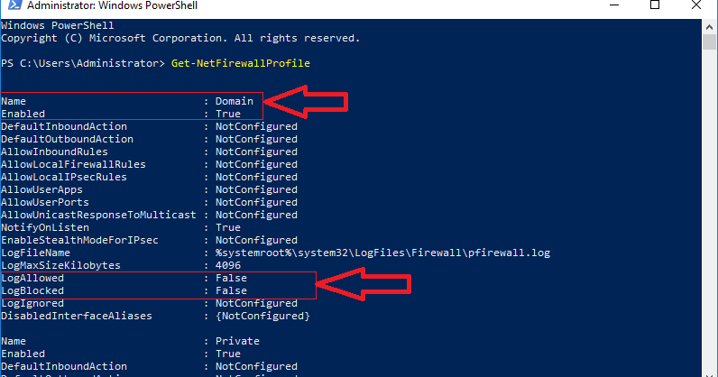 Powershell: Enable Firewall Log