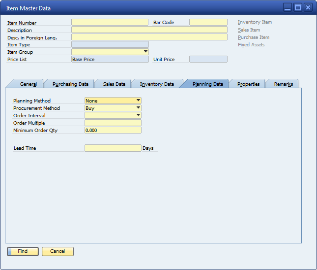 SAP Business One: Item Master Data