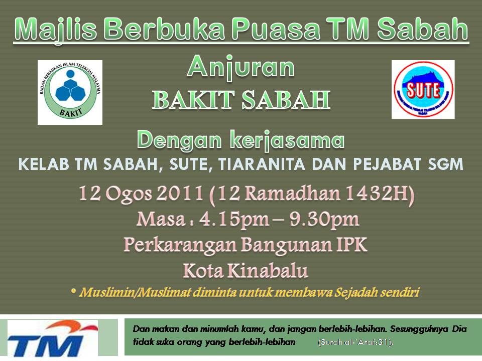 BADAN KEBAJIKAN ISLAM TELEKOM MALAYSIA (BAKIT) SABAH: Majlis Berbuka ...