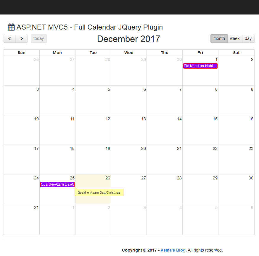 Tech World: ASP.NET MVC5: FULL CALENDAR JQUERY PLUGIN