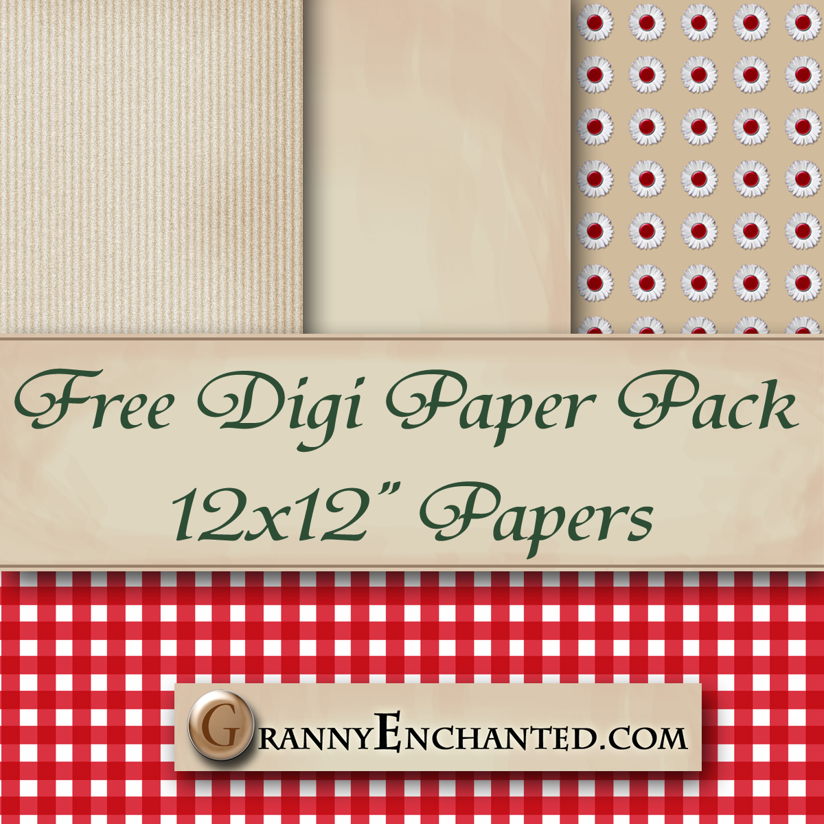 GRANNY ENCHANTED'S BLOG: Free Red Gingham Digi Scrapbook Paper Pack