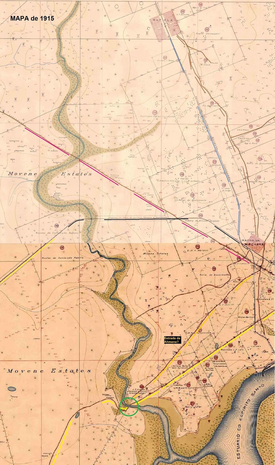 Estradas na zona da Matola: ponte e estrada antiga em fotos e mapas (1/2)