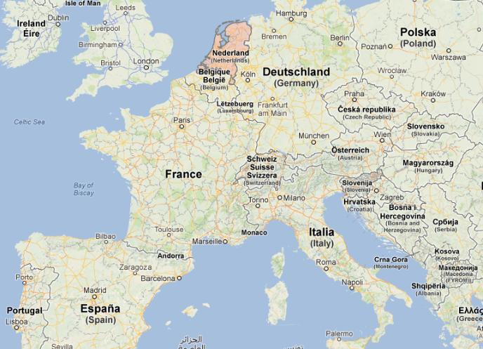 -: Map Netherlands and Belgium