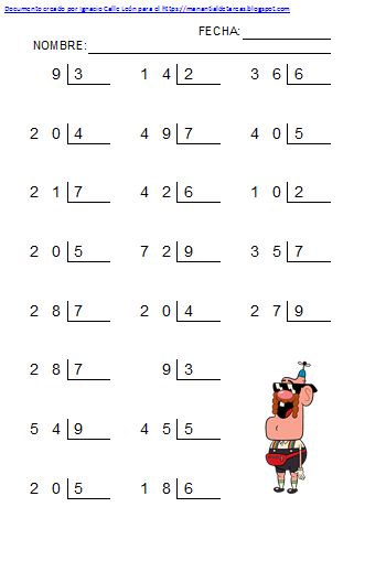 Ficha De Divisiones Sencillas 212