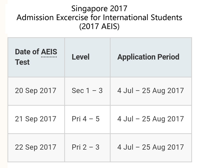 Legacy EduServe Singapore Pte. Ltd. 力思国际教育新加坡私人有限公司: 2017 AEIS ...