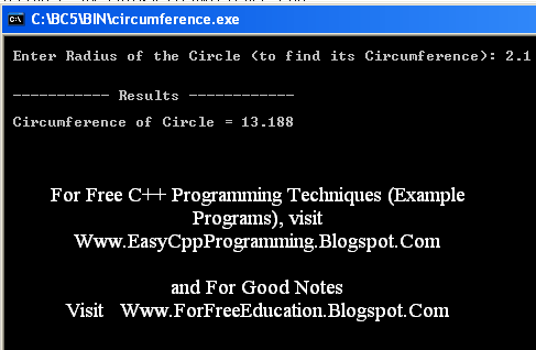 Program To Find Circumference of Circle ~ C++ Tutorial With Basic ...