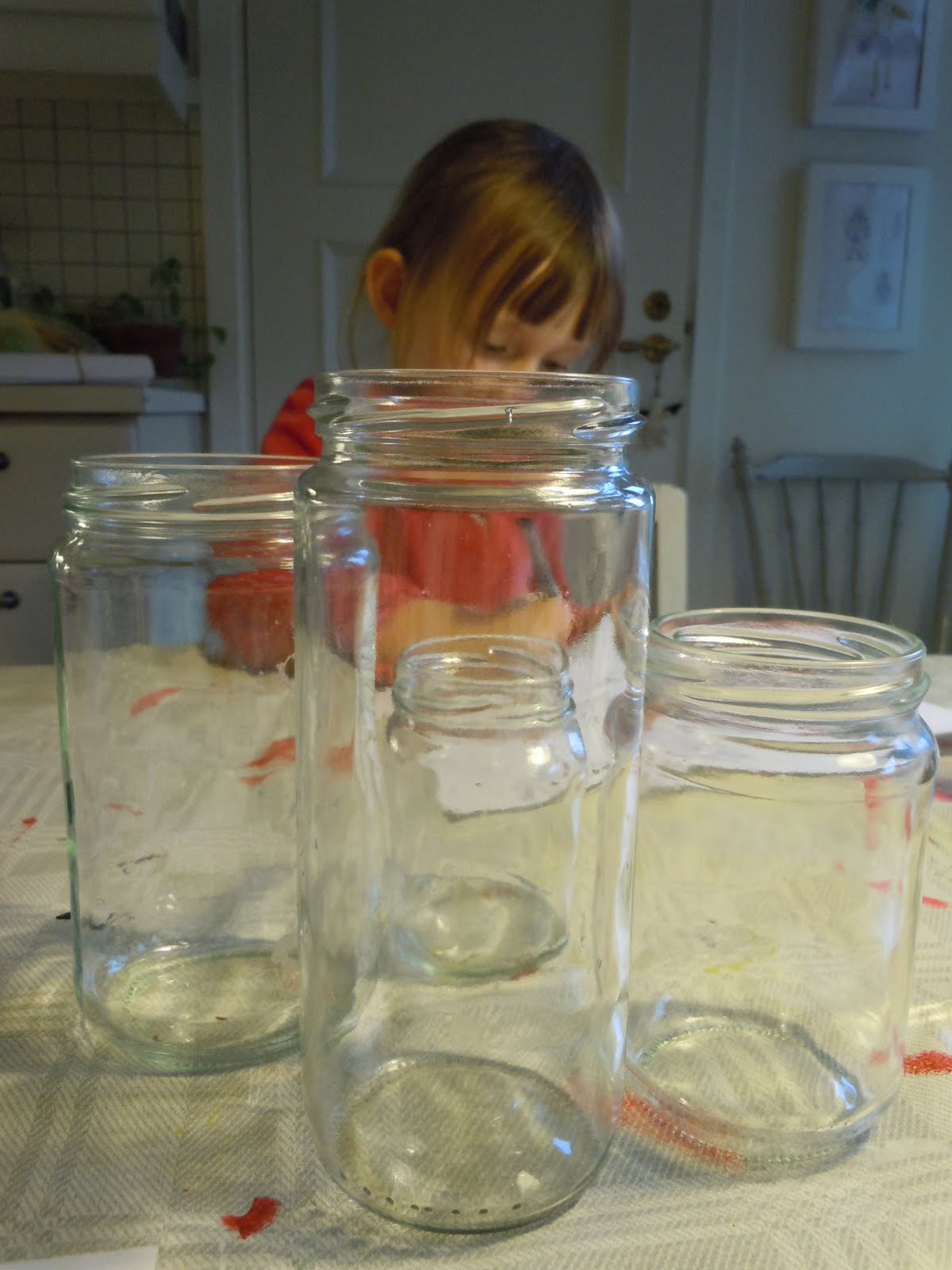 Stenbullar: Ljuslyktor av glasburkar